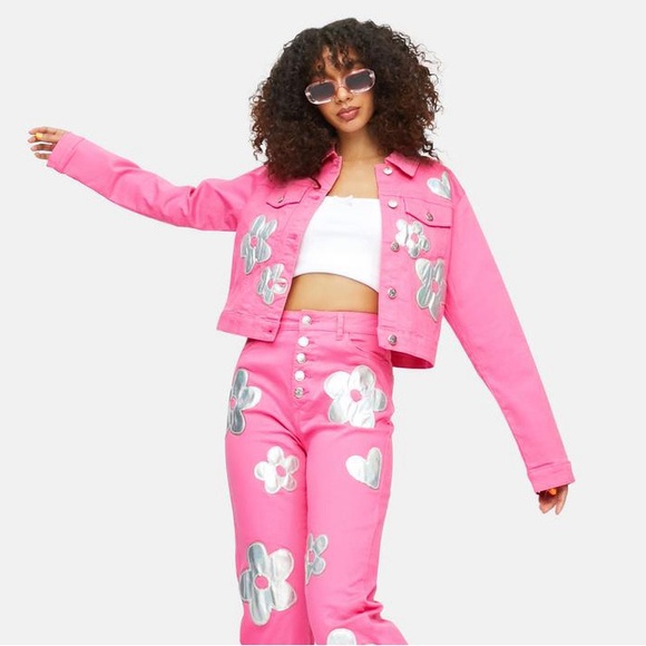 dELiA*s | Jackets & Coats | Delias By Dolls Kill Heart Of Glass Holo Flower Applique Twill ...